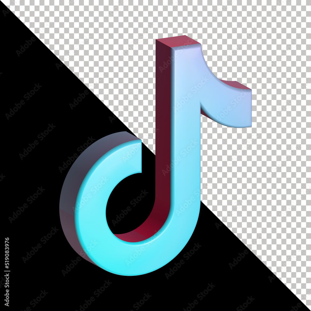 Tiktok 3D gradient logo, tiktok 3D icon , 3d rendering for colorful ...