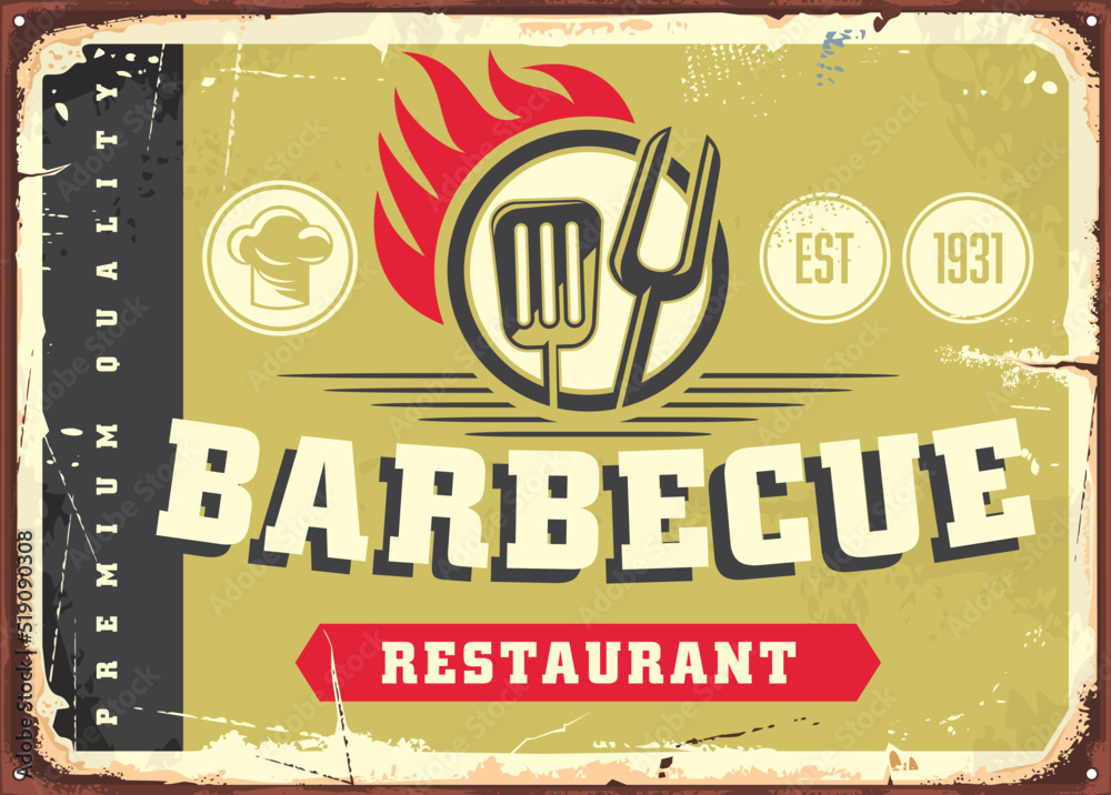 Poster Barbecue restaurant old antique sign template – Wall Art | UkPosters