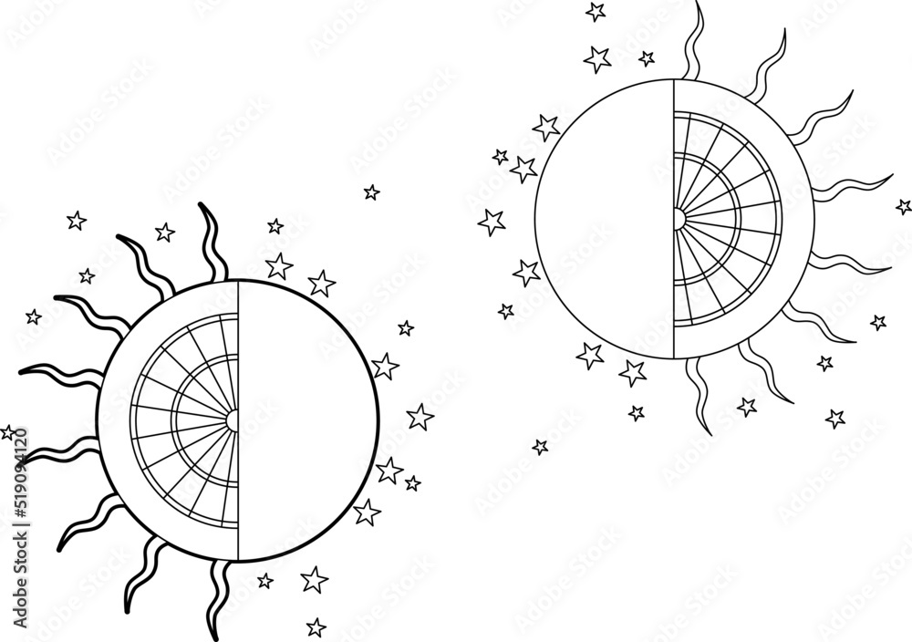 Moon phases. Half moon, quarter moon. Esoteric image for magical and ...