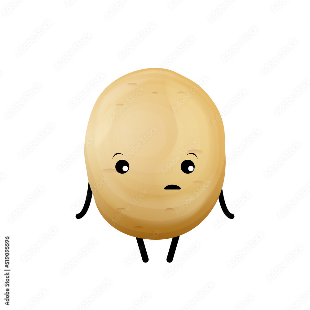 vector funny cartoon cute tiny brown smiling potato character isolated ...