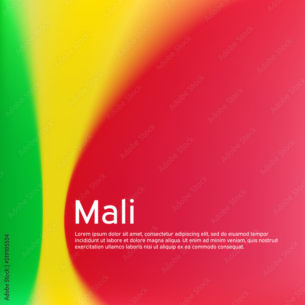 Mali flag background. Blurred pattern in the colors of the malian flag, business booklet ...