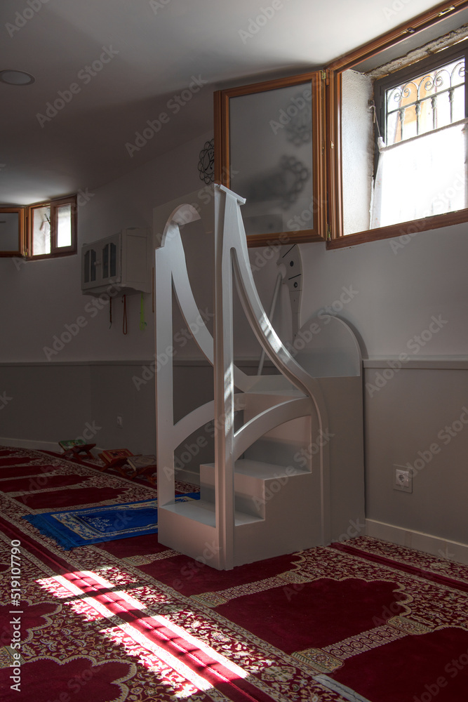 Beautiful mosque interior of one of the mosques. Empty mosque islamic ...