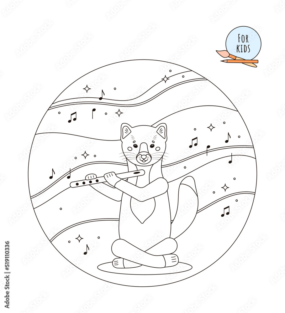 Cute animal concept for children, cartoon style. Coloring page for ...