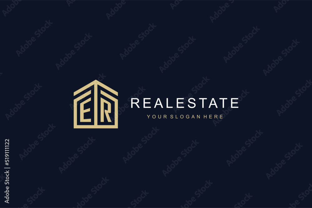 Letter ER with simple home icon logo design, creative logo design for ...