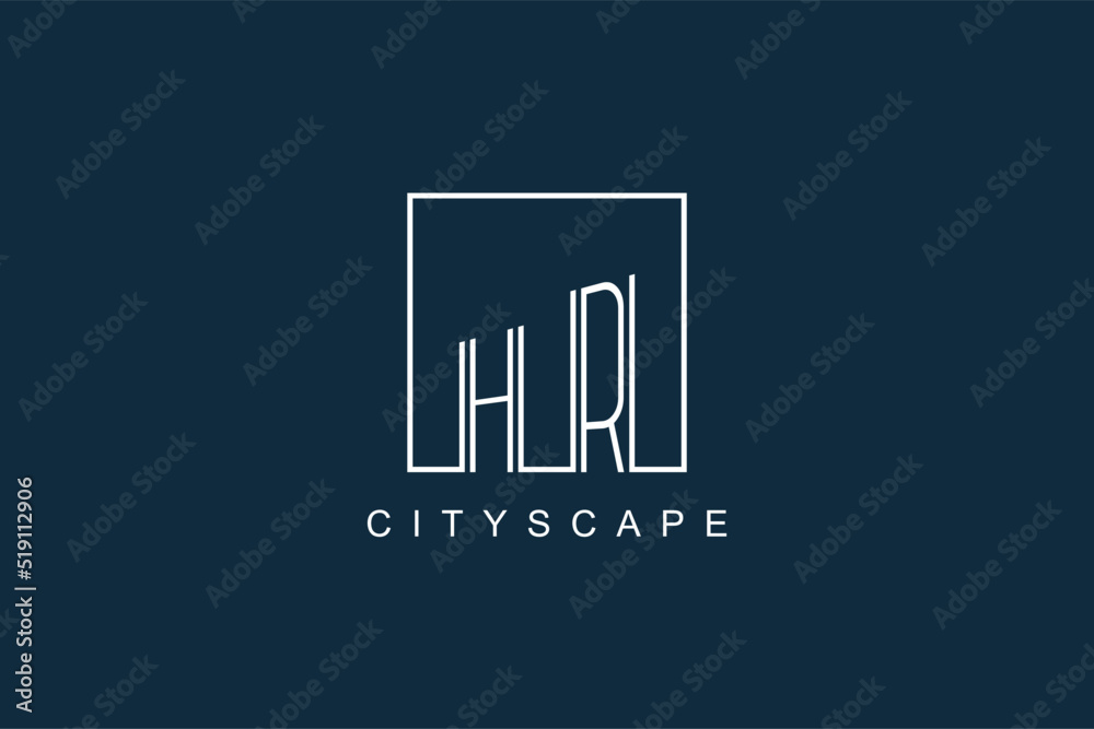 Initials HR logo with modern minimal elegant square line and abstract ...