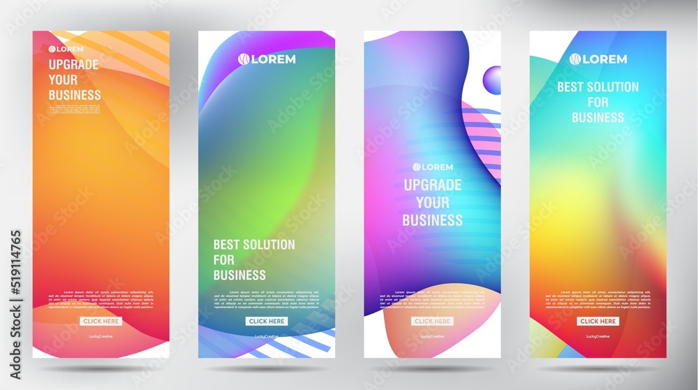 Mesh Color Flow roll up business brochure flyer banner design vertical ...