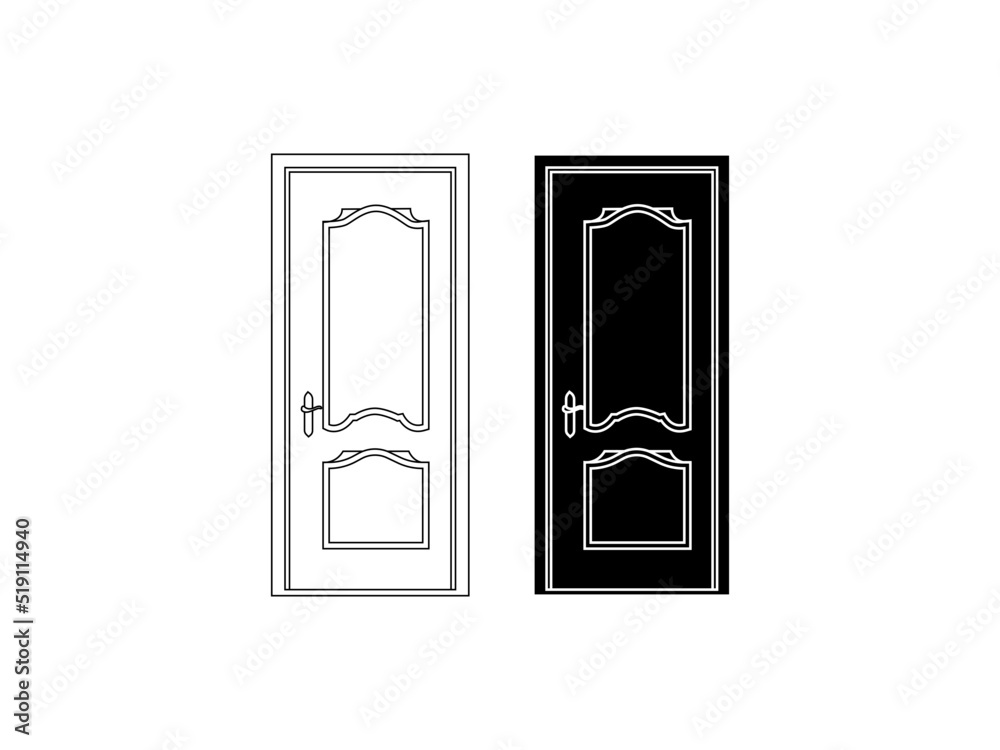Modern wooden opened and closed door vector in different positions realistic set isolated ...