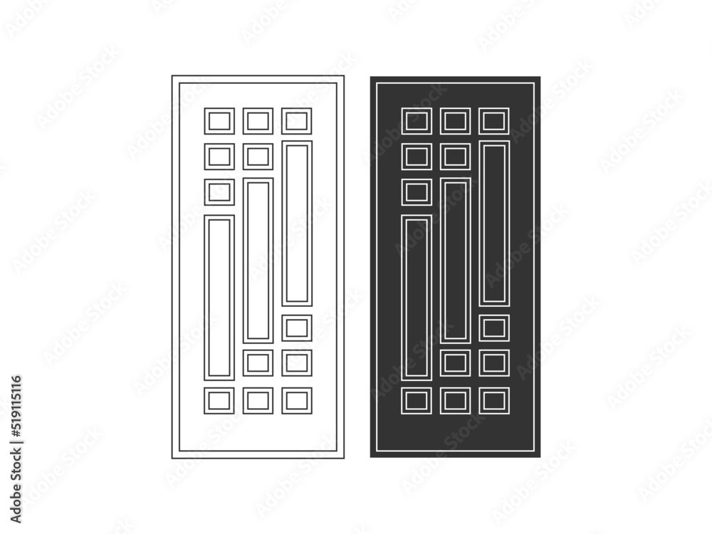 Modern wooden opened and closed door vector in different positions ...