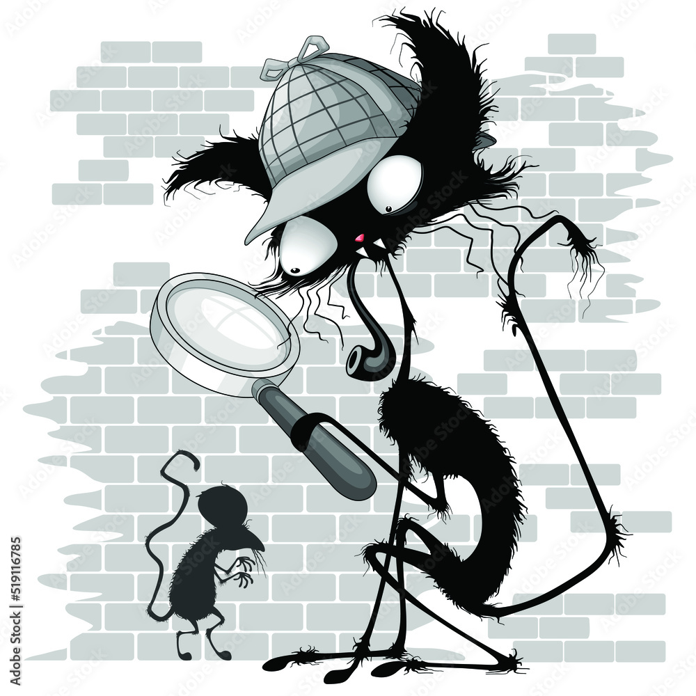 Cat Cartoon Sherlock Holmes Parody funny Cartoon Character and mouse ...