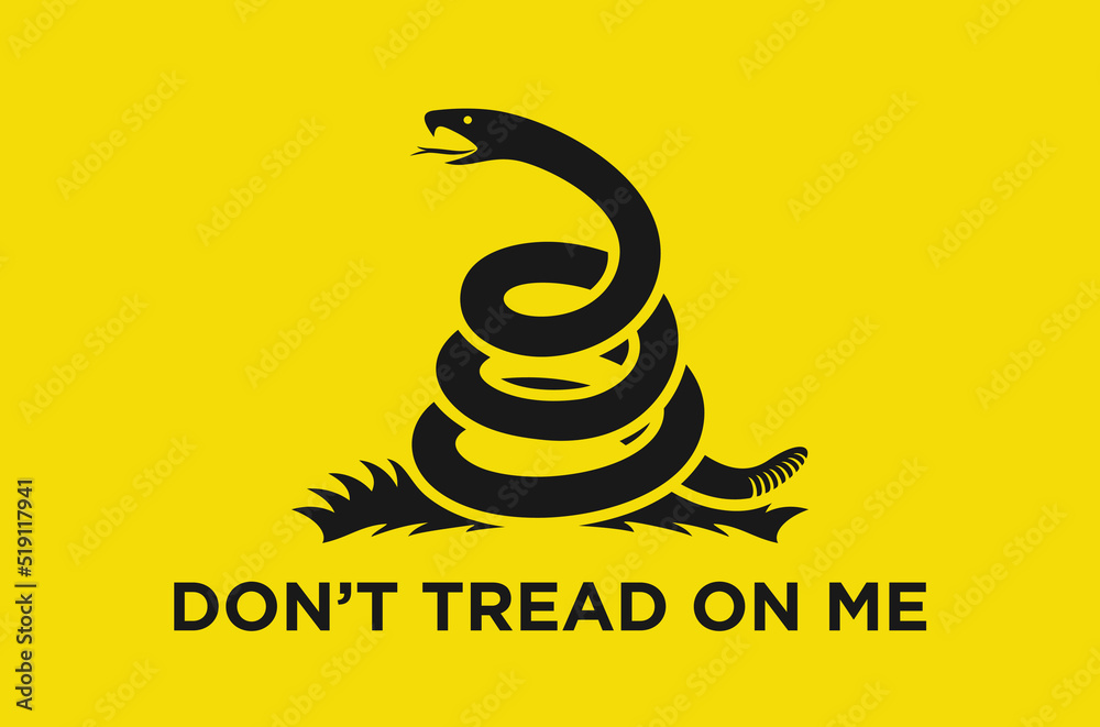 Yellow Flag of US, with Snake Illustration and word : Don't Tread on Me ...
