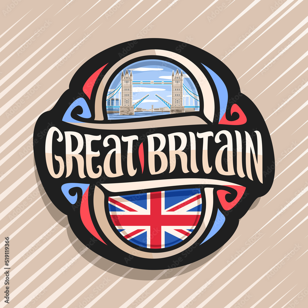 Vector logo for Great Britain country, fridge magnet with United ...