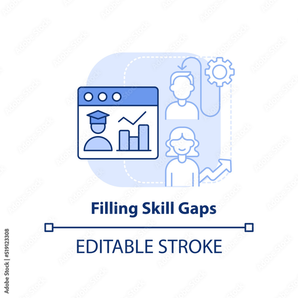 Filling skill gaps light blue concept icon. Microtraining practice ...