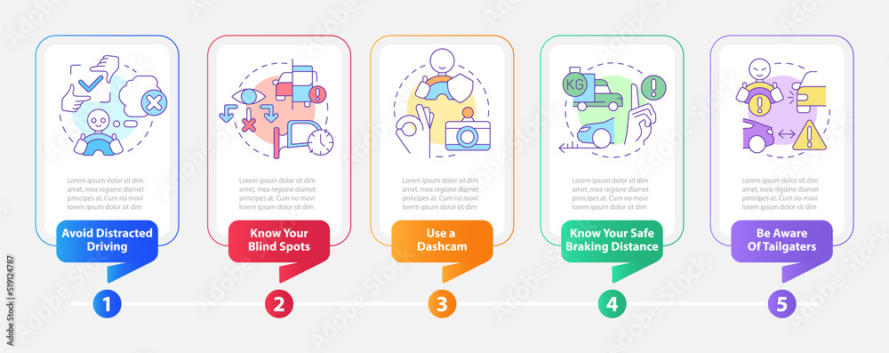 Commercial drivers safety rules rectangle infographic template. Data ...