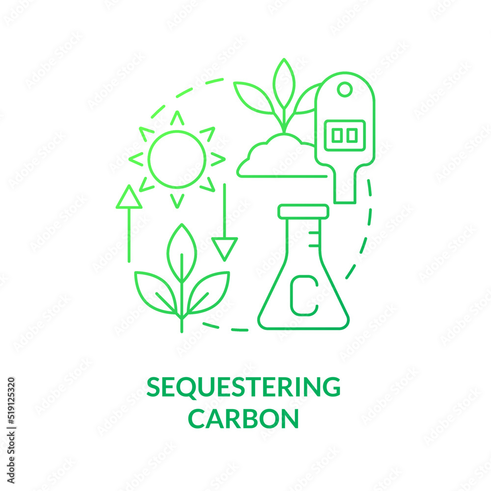 Sequestering carbon green gradient concept icon. Reducing CO2 pollution ...