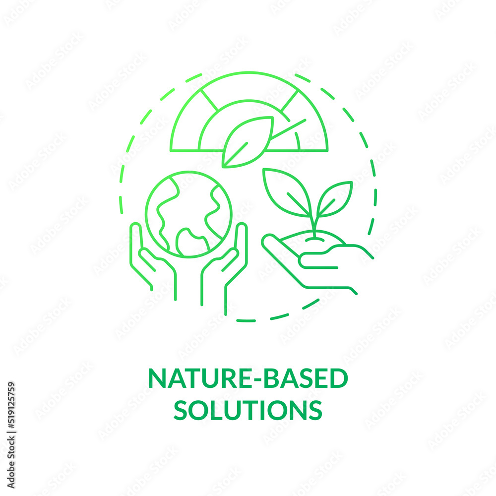 Nature based solutions green gradient concept icon. Dealing with ...