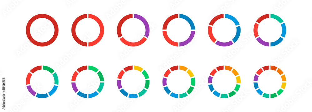 Colorful wheel diagram icon set. Pie chart symbol. Vector EPS 10 Stock ...