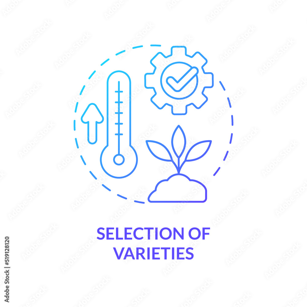 Selection of varieties blue gradient concept icon. Heat tolerant plants ...
