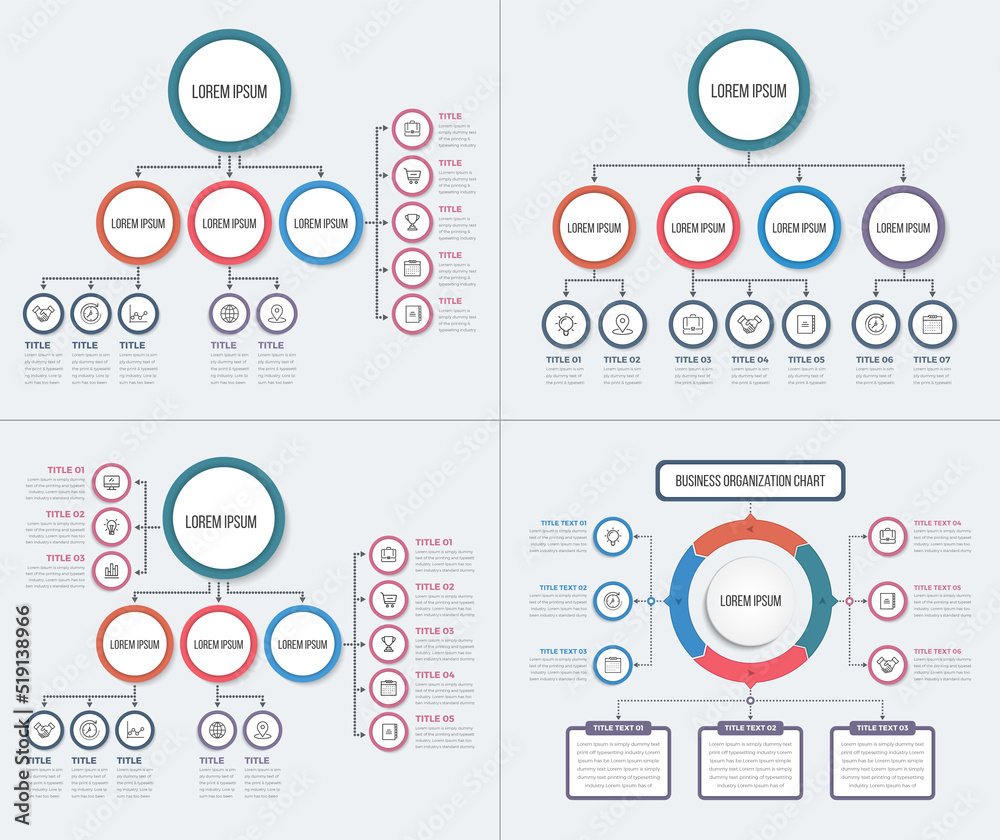 Organization Chart Bundle (04 Items) Stock Vector | Adobe Stock