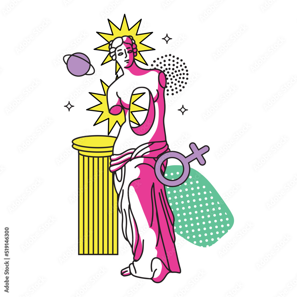 Abstract illustration of Greek sculpture in psychedelic style ...