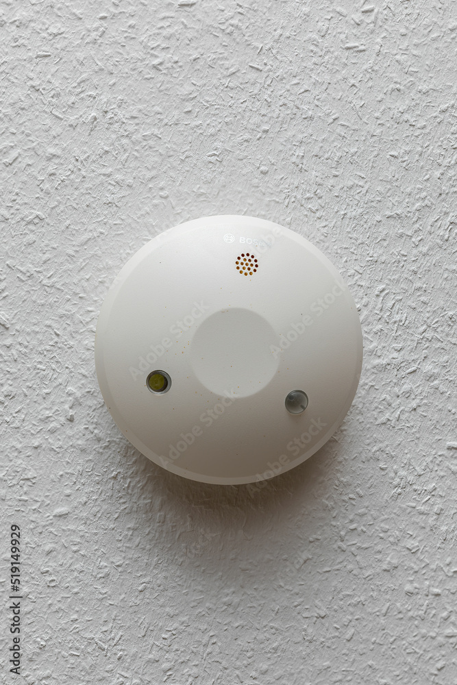 Smoke and fire detector as a part of fire alarm system Stock Photo ...