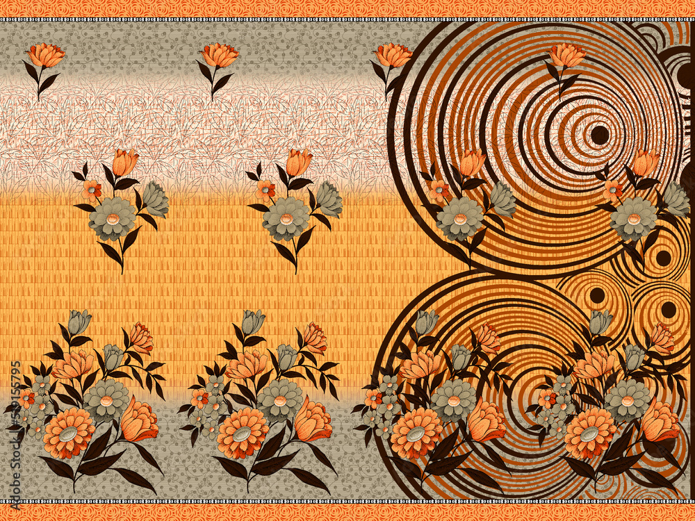 ndian Sarees Design with Flowers and abstract Background texture For ...