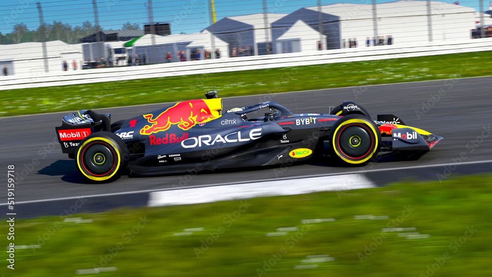 Red Bull F1 car panning 3D illustration, 25 Jul, 2022, Sao Paulo ...