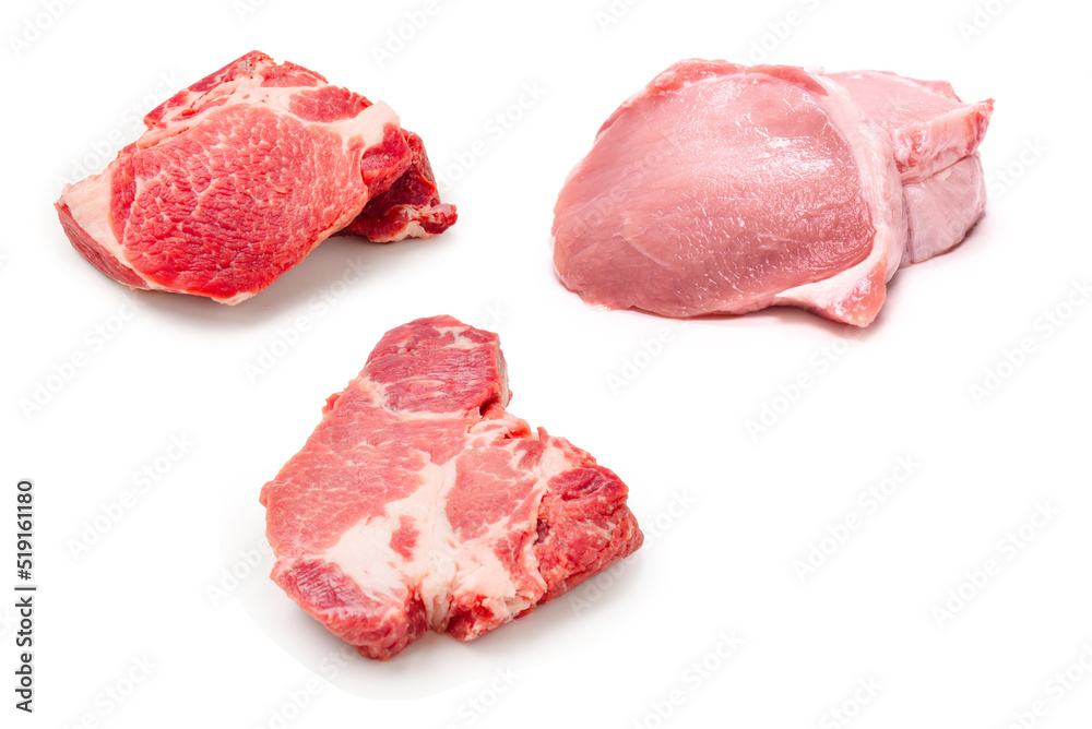 Raw pork isolated on white background. Stock Photo | Adobe Stock