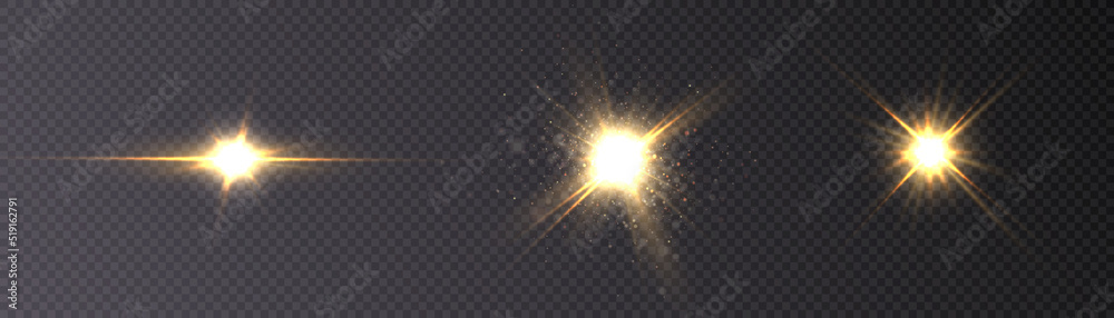 Bright light effect. Star solar lighting for vector illustration. Shiny ...