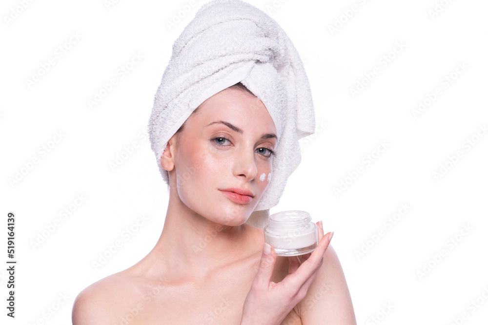 Beautiful attractive blond young woman with clean fresh soft skin ...