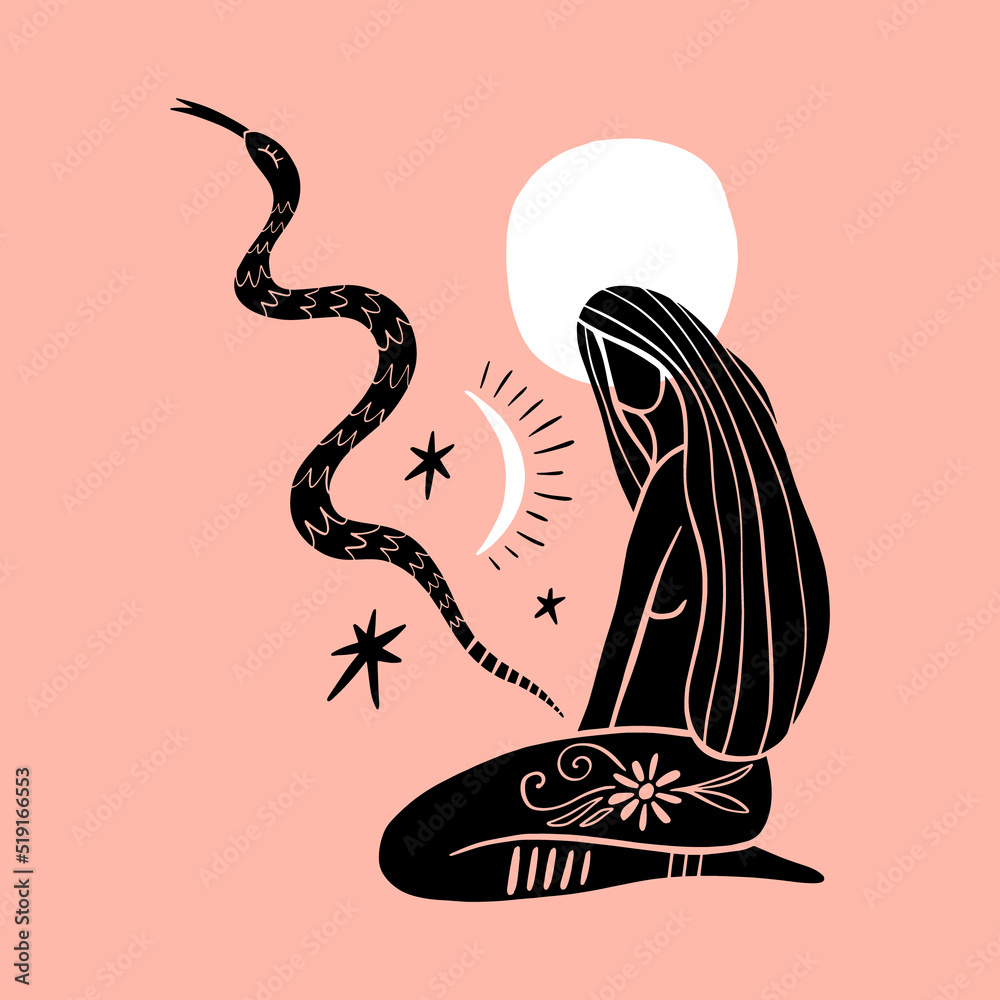 Goddess of Snakes. Queen or Princess. Woman with snake clipart ...