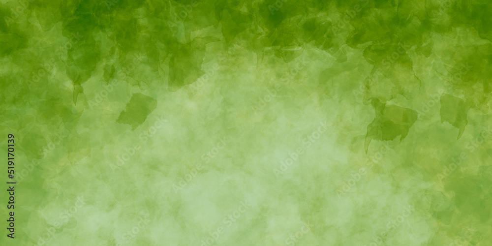 Moss green watercolor background with light cloudy center and abstract ...