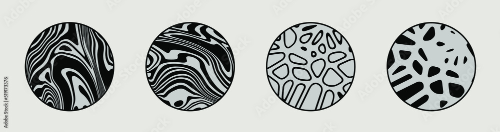 Set of organic shapes and patterns for poster and cover design. Naïve ...