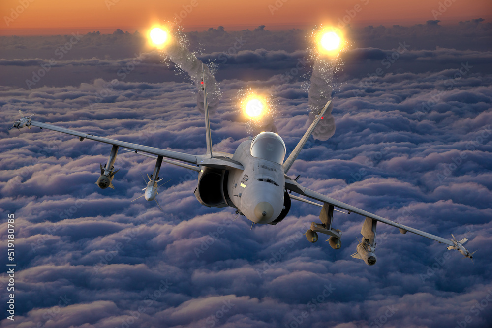 Foto de F/A-18 from US Air Force throwing flares in high speed pass ...