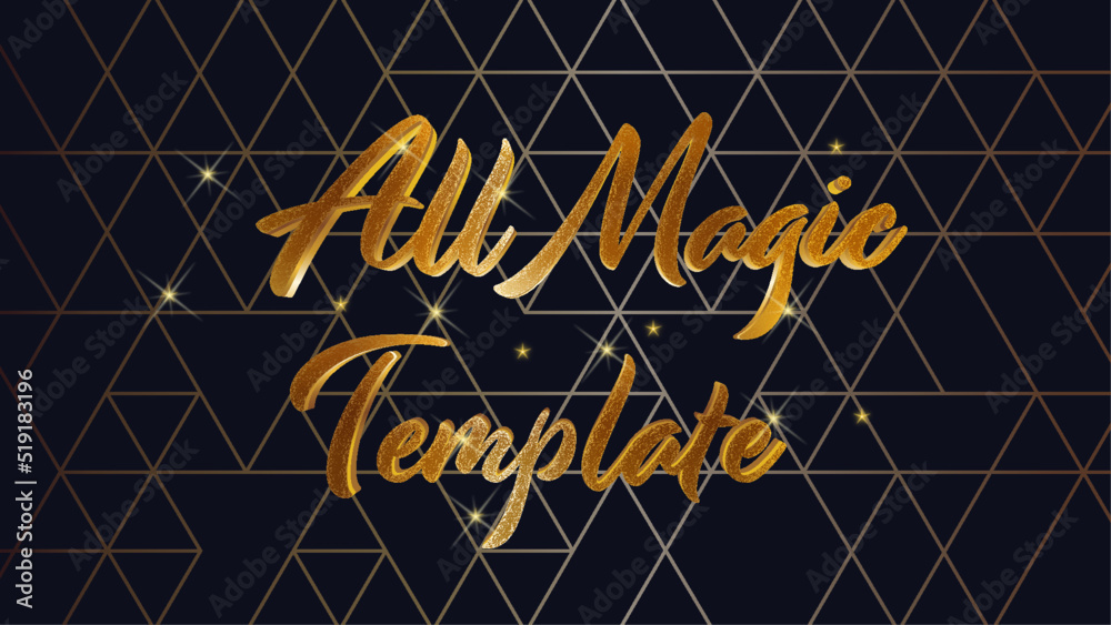 Editable golden font with black background and golden geometric ...