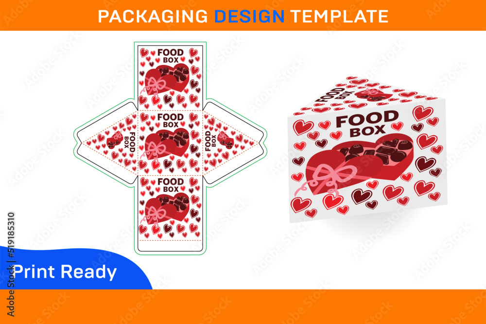 Food box packaging design template and 3D box Stock Vector | Adobe Stock