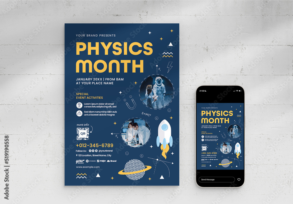 School Science Fair Physics Education Flyer Poster Stock Template ...