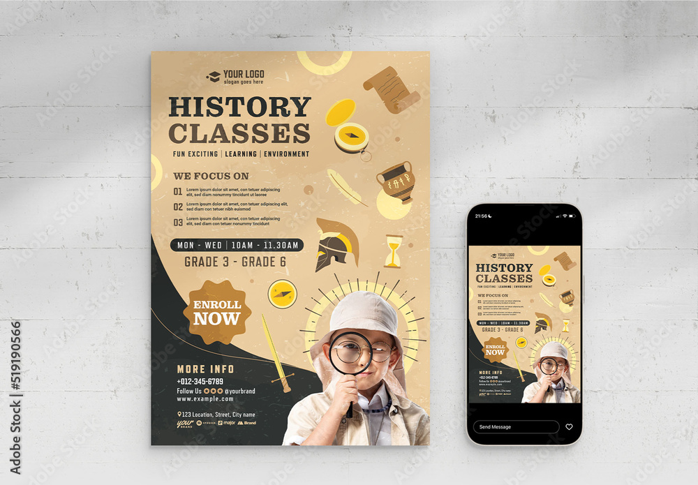 History School Education Treasure Hunt Flyer Poster Stock Template ...