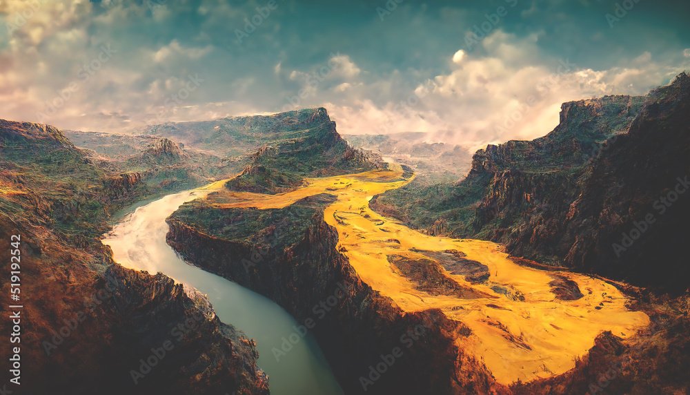 Canyon, a deep river valley with very steep, often sheer slopes and a ...