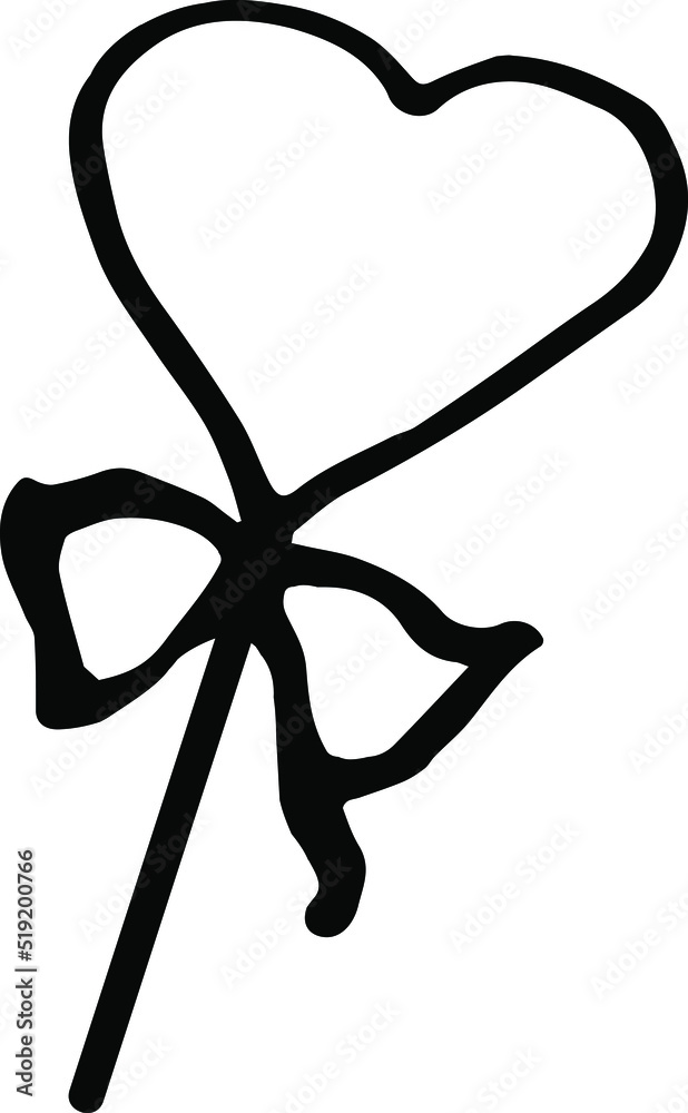 Heart on a stick Illustration. Hand-drawn doodles illustration. Line ...