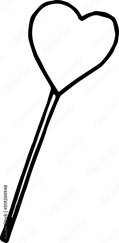 Heart on a stick Illustration. Hand-drawn doodles illustration. Line ...