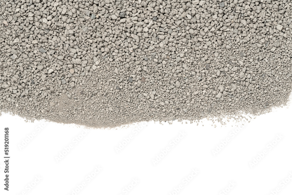 Small rocks ground texture isolated white background. road stone ...