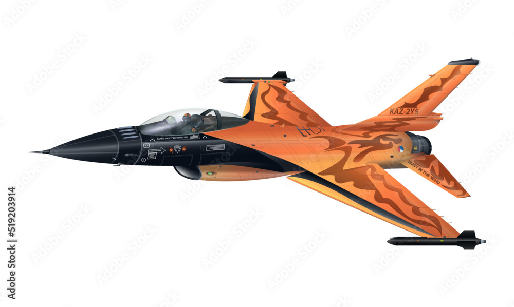 F-16 Fighting Falcon. Multirole Fighter. Realistic illustration ...