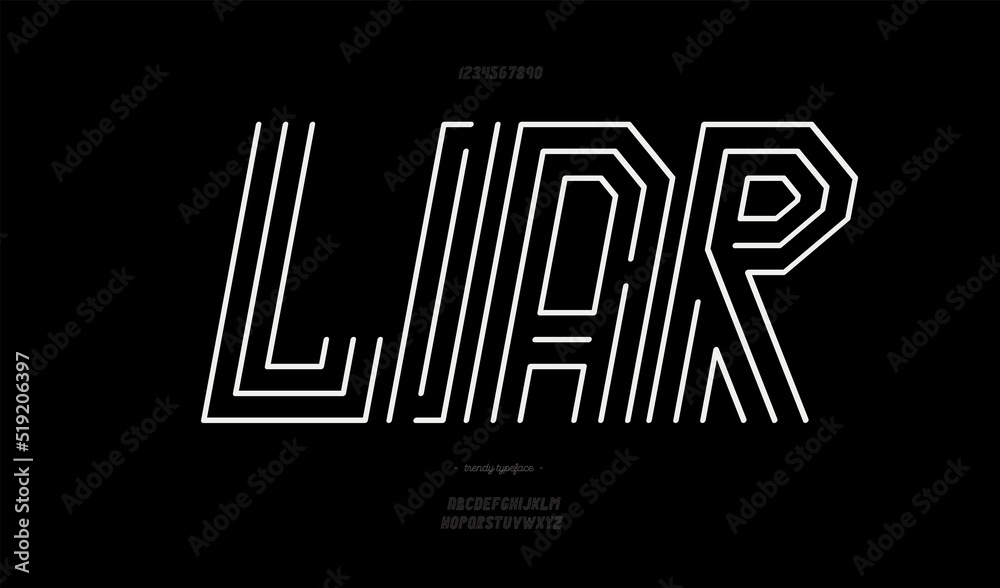 Vector liar font line style modern typography for decoration, logo ...