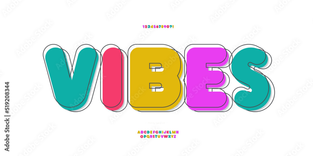 Vector vibes font modern colorful style trendy typography for ...