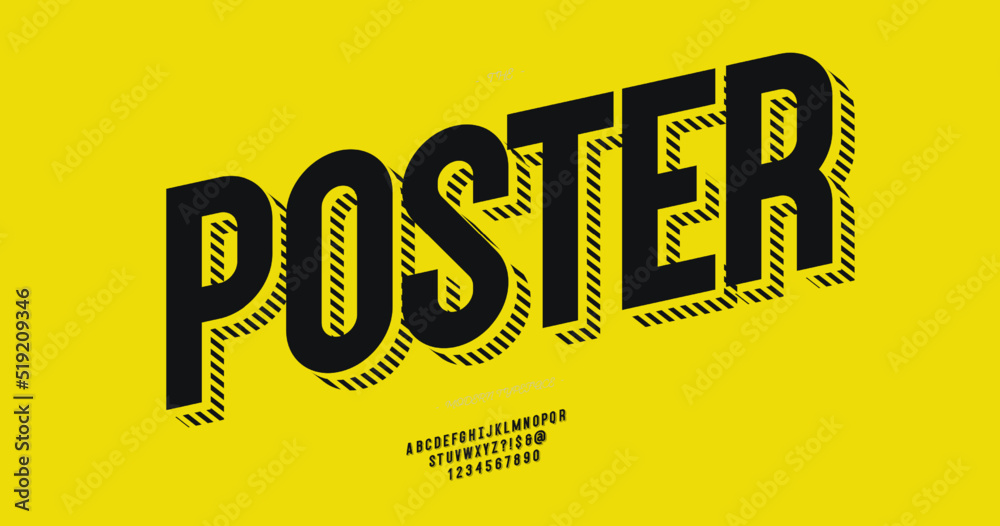 Vector poster font 3d bold style modern typography for infographics ...