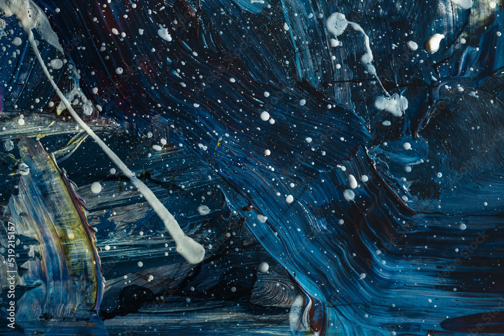 Deep blue, starry night abstract background. Thick paint texture ...