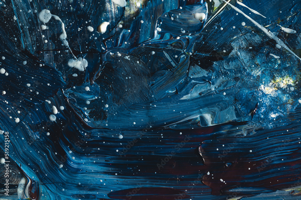 Deep blue, starry night abstract background. Thick paint texture ...