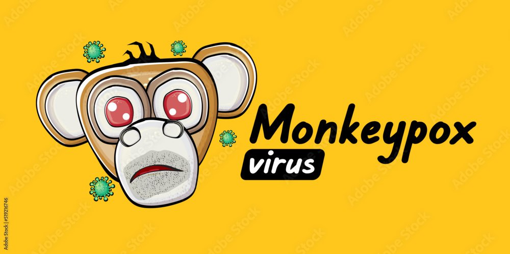 Funny Monkeypox virus horizontal banner for awareness and alert against ...