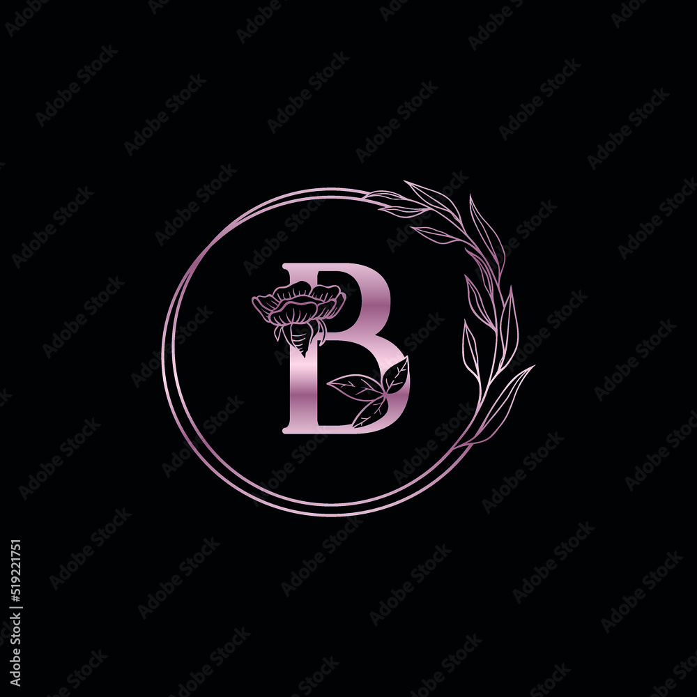 decorative rose gold letter b beauty fashion design Stock Vector ...