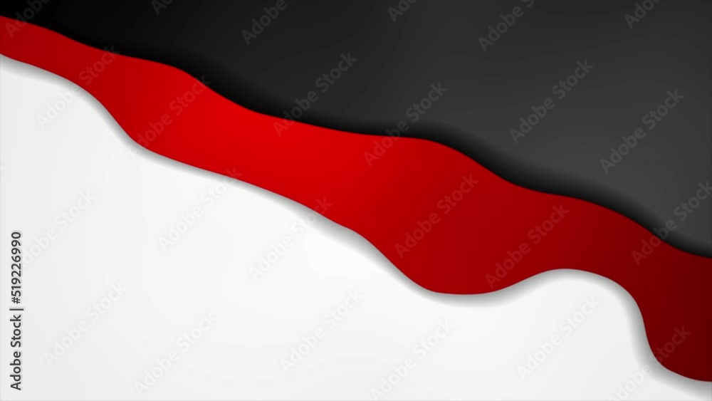 Contrast grey, black and red abstract wavy corporate background ...